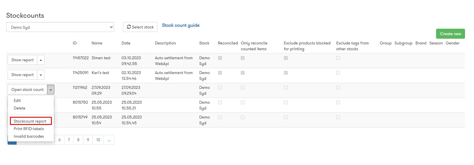 6. Stock count – Front Systems