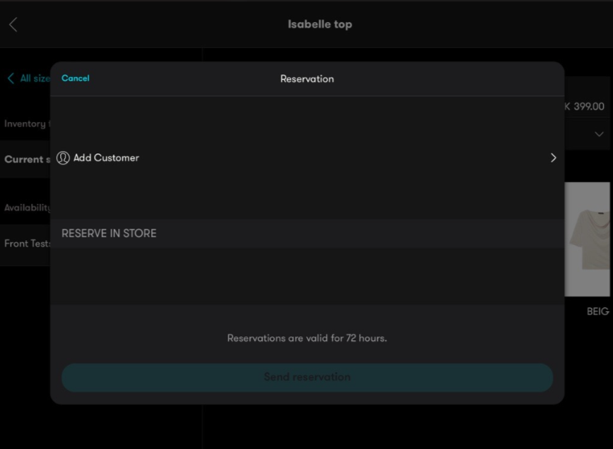 Reserve items in POS – Front Systems